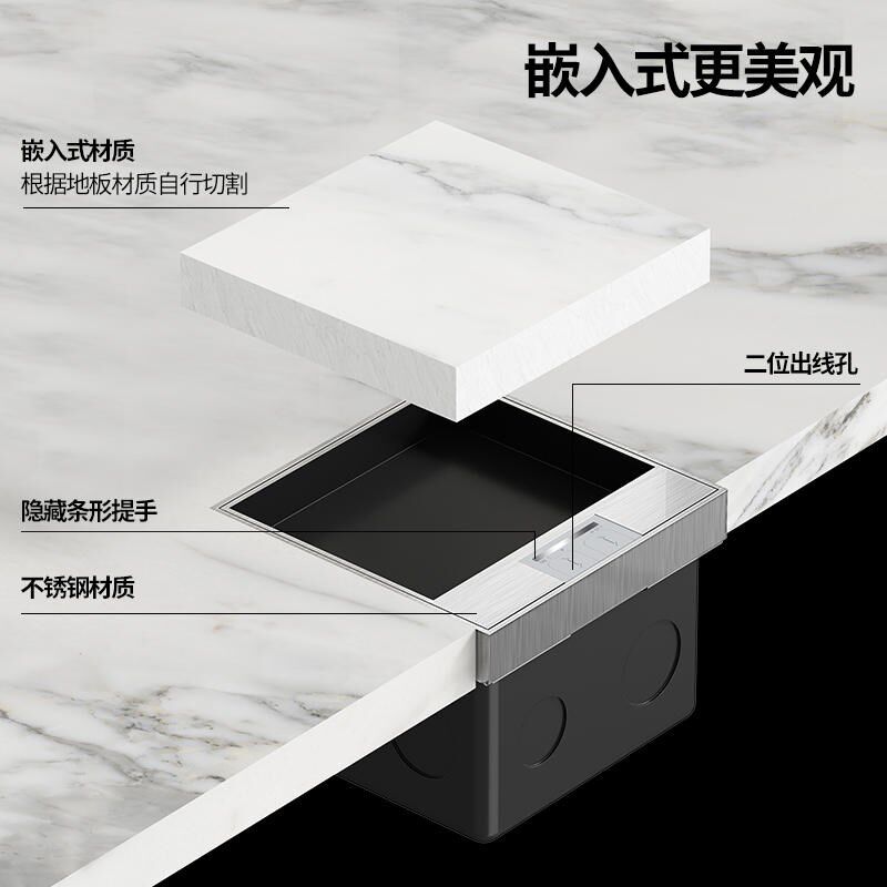 内嵌式地插大理石瓷砖嵌入纯平隐藏隐形五孔电脑网络不锈钢地插座