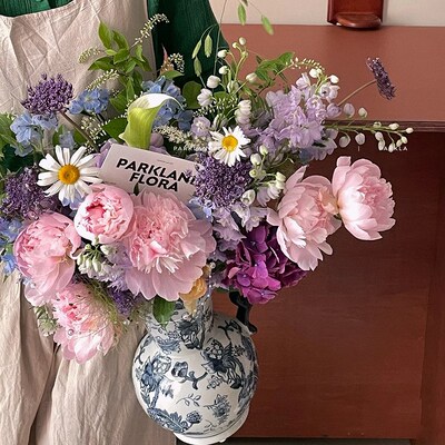 甘棠景德镇青花瓷花瓶中式奶壶陶瓷插花客厅玄关高级感插花摆件