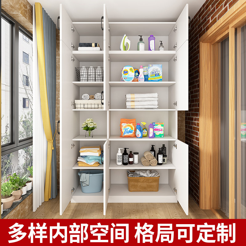 飘窗收纳柜阳台储物柜鞋柜一体防水柜子置物柜实木定制阳台杂物柜