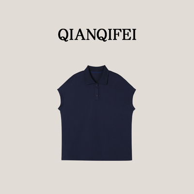 4-7F【别致polo衫】新款时尚翻领落肩袖宽松T恤 25C-691