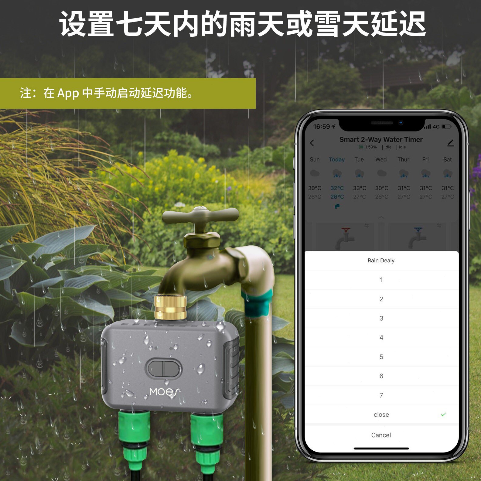 直销蓝牙涂鸦智能家居花园2路灌溉水阀app遥控洒水双出灌溉阀定时