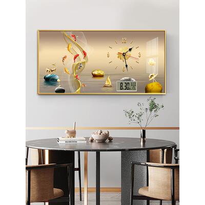 鱼装图电表箱饰画带钟表万年时钟箱大尺寸历餐厅配电挂NNA画遮挡