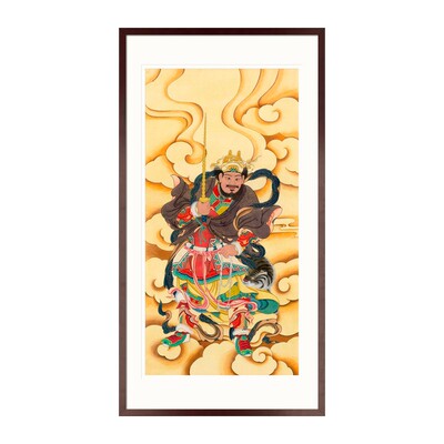 工笔人物国画武财神黑虎玄坛真君赵公明元帅画像中式卷轴画框挂画