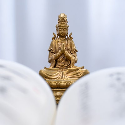 黄铜禅定自在观音佛像摆件观世音菩萨坐莲姿小随身佛好看迷你精致