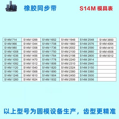 S14M714到S14M5012橡胶同步带工业传动带 齿形带 (51齿到358齿)