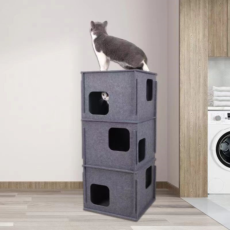 宠物猫窝毛毡钻洞迷宫四季通用猫隧道玩具耐磨爬架毛毡叠叠乐猫窝