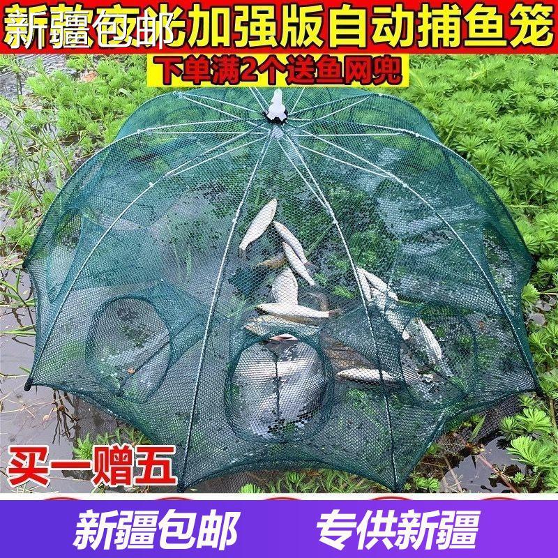 【新疆西藏包邮】新款折叠捕虾网捕鱼笼只进不出黄鳝网笼虾笼花篮