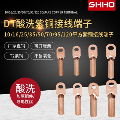 铜鼻子铜接头DT-10平方接线端子 铜线耳堵油 电缆铜接头 线鼻子
