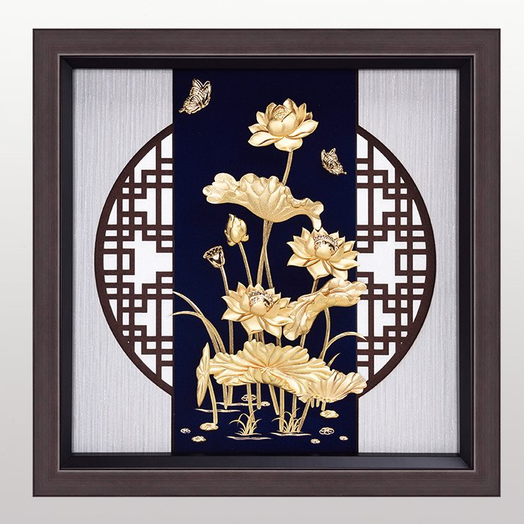 甄选雅景系列花开富贵牡丹花立体金箔画 摆挂两用装饰画保险公司