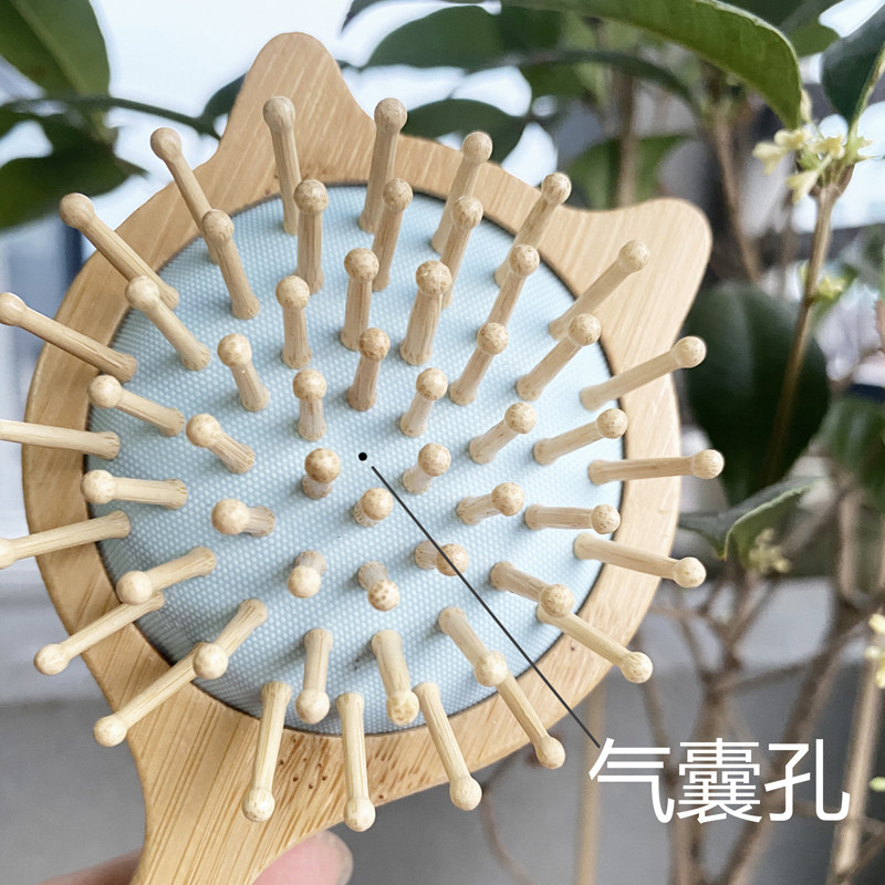 可爱猫咪气囊气垫梳少女卡通迷你化妆梳楠竹檀木按摩卷发便携梳子