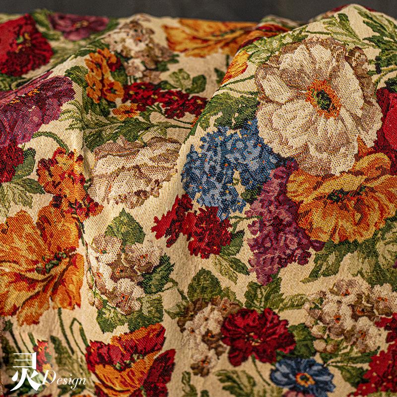 油画风提花布料连衣裙汉服包包背景桌布DIY手工复古风设计师面料