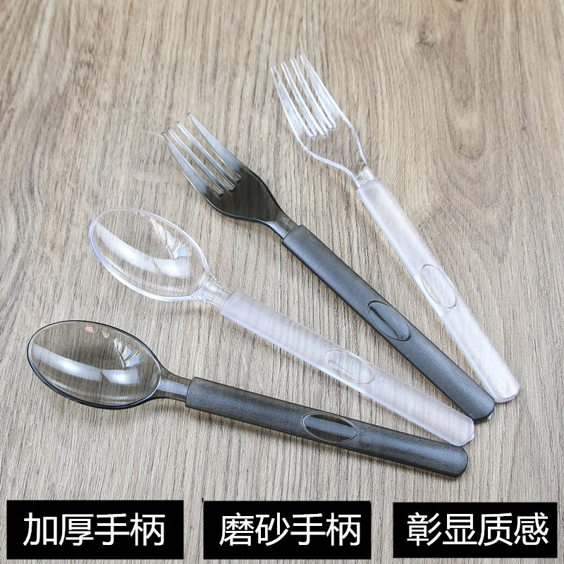 一次性外卖打包勺单独包装高档加厚西餐勺子叉子长柄拌饭挖西瓜勺