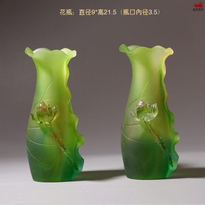 古法琉璃青莲佛炉花瓶供盘净水杯香具莲花佛堂观供音佛插花摆件