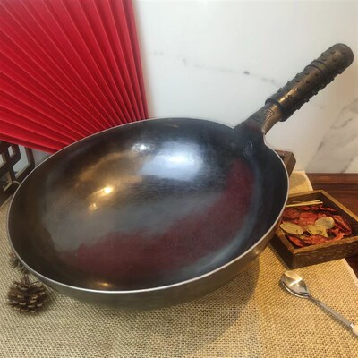 丘李传臻作品 】章【手工铁锅8师锤传统宗万黑锅
