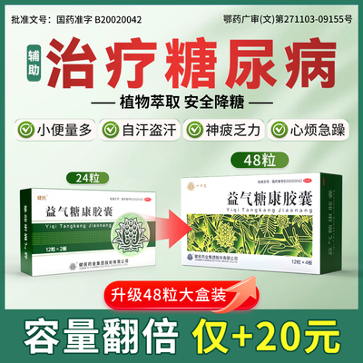 武汉健民叶开泰益气糖康胶囊药气阴两虚症糖尿病辅助药自汗盗汗