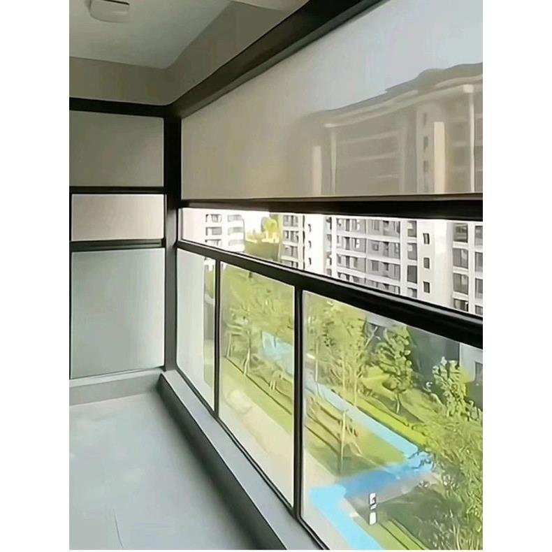超大宽无框阳台电动智能防风防雨防晒防防尘蚊虫卷帘纱窗遮阳帘