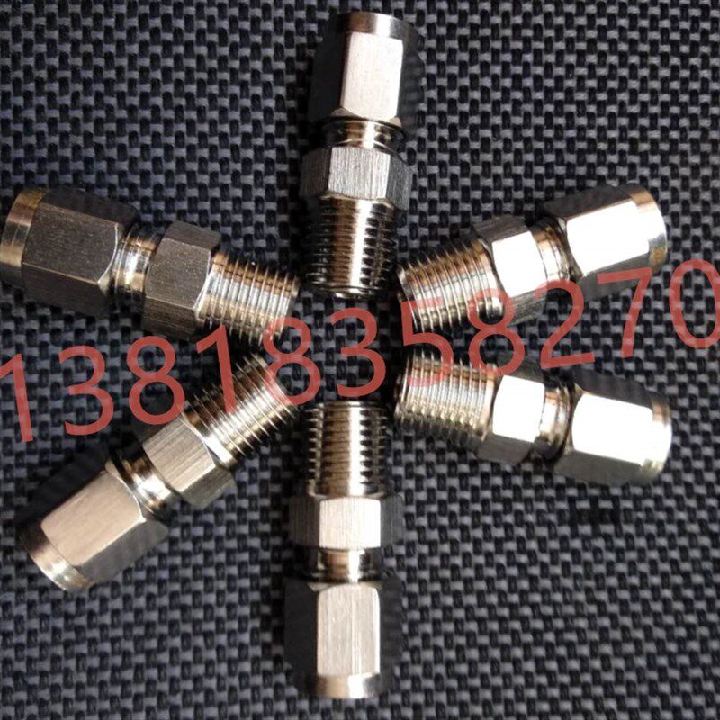 304不锈钢双卡套直通终端接头ZG1/8连接6mm钢铜管外螺纹开票仪表