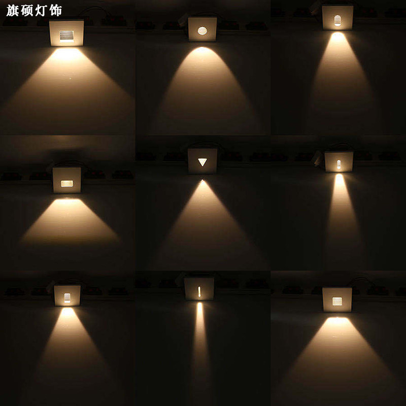 8步型嵌动式地脚灯台阶踏6过道墙角踢脚灯起夜智能自入感应楼梯灯