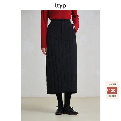ltyp羊毛棉文艺八分半裙百搭显瘦保暖绗线夹棉半身裙女冬