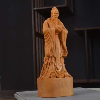 崖柏木雕孔子圣人儒教始祖孔夫子人物摆件家居教师节送礼工艺摆件