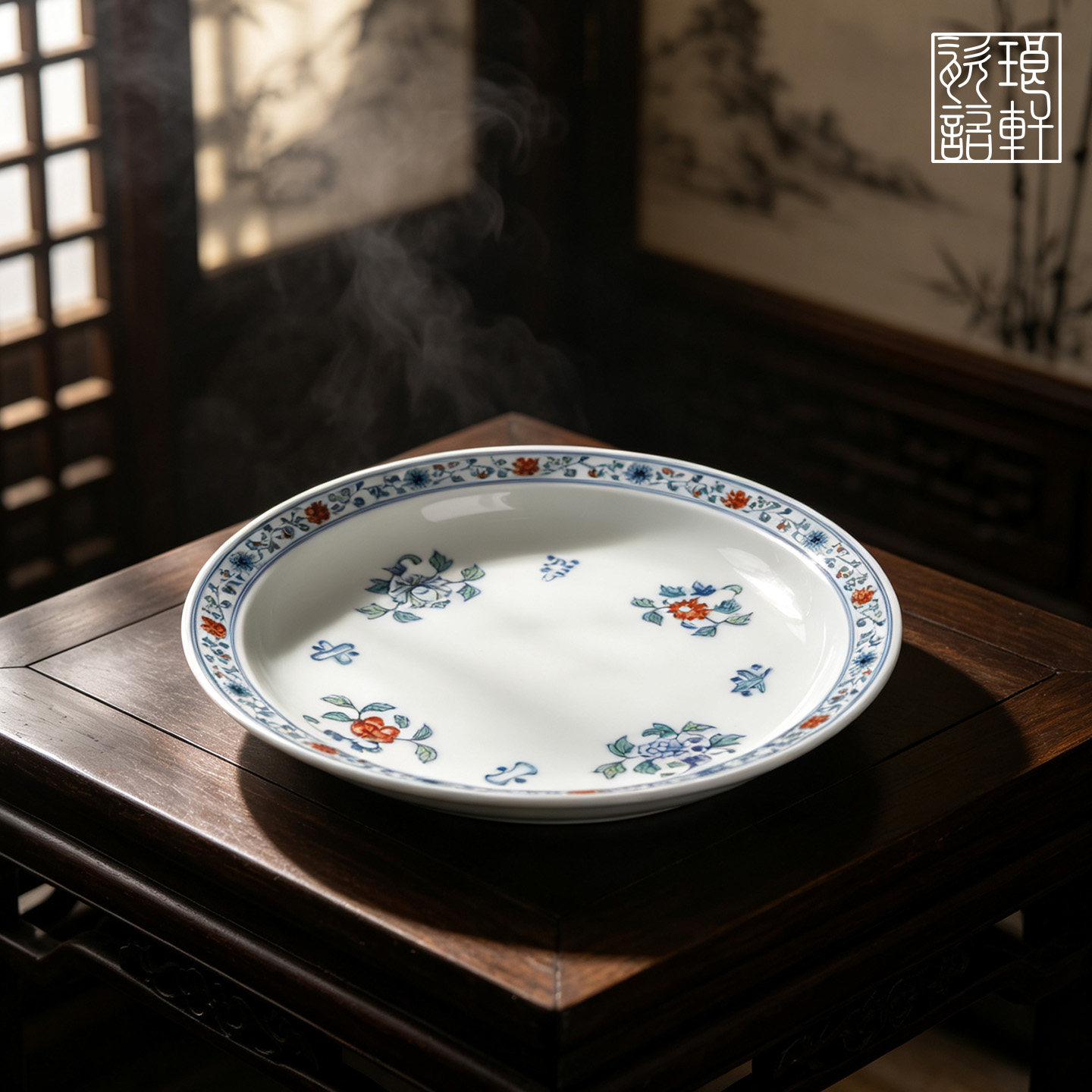 琅轩瓷语手工五彩杂花八宝壶承 景德镇家用茶室功夫茶具中式茶托