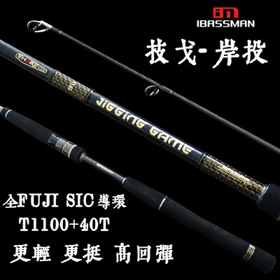 巴斯曼 技戈岸投慢摇铁板竿海鲈竿中快调全sic导环登岛远投路亚竿