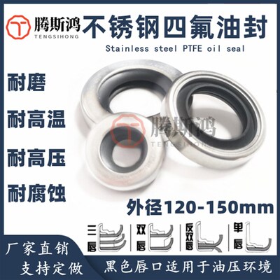 聚四氟油封外径120250单双唇不锈钢骨架油封铁氟龙PTFE旋转轴封
