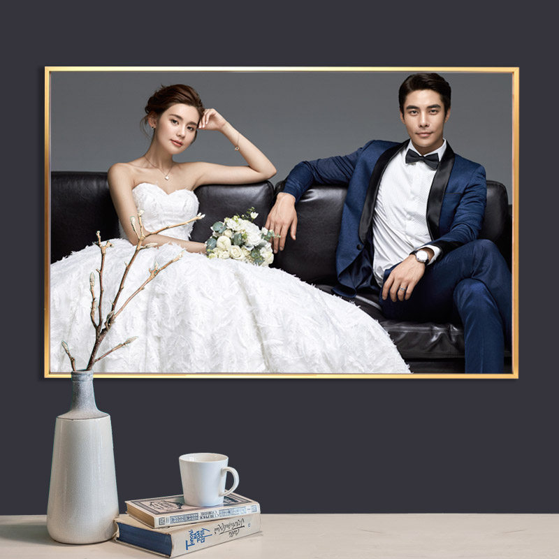 婚纱照洗照片加相框24寸影楼结婚照片放大相片框挂墙定制全家福框