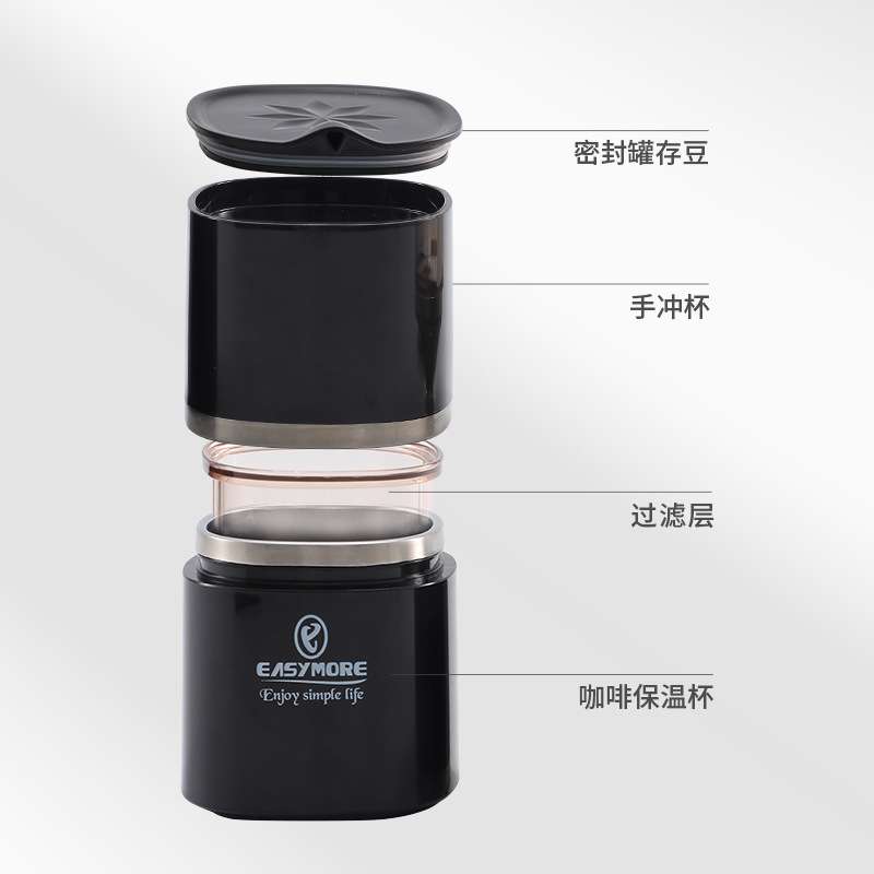 不锈钢手冲咖啡壶 家用便携式咖啡搅拌杯 咖啡套具咖啡杯套装