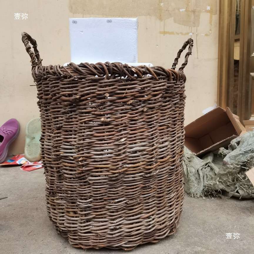 双耳藤编篮子收纳篮藤篮手工编织篮复古藤编花盆套真藤杂货其他