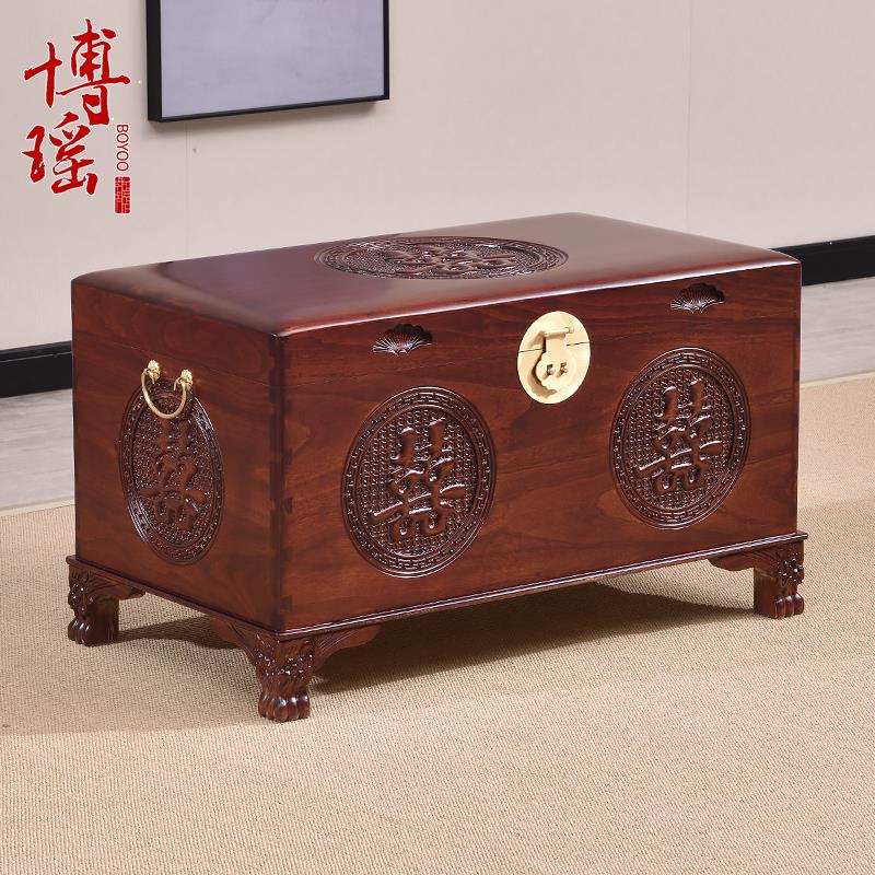 樟木箱香樟木箱子婚嫁箱陪嫁全实木樟木字画箱木箱储物箱衣箱带脚