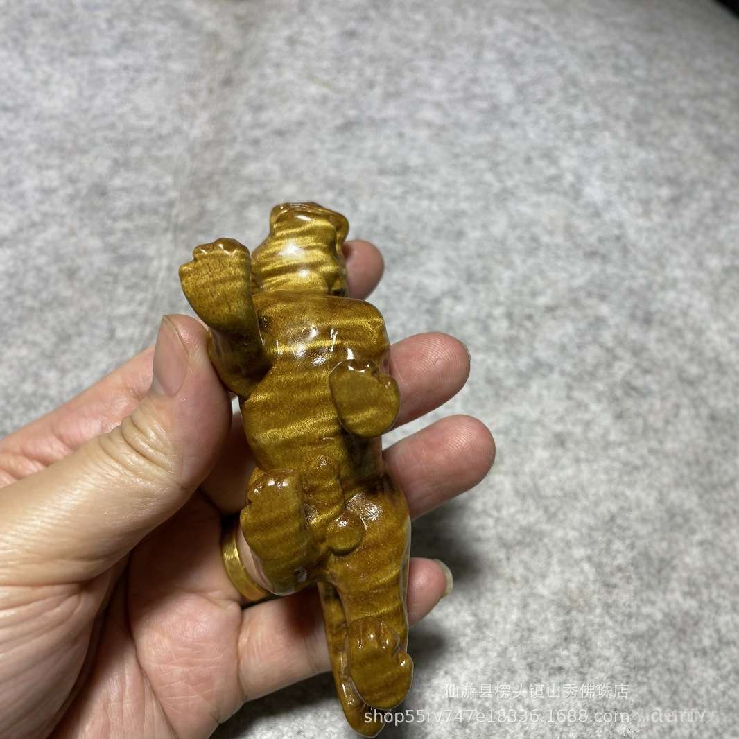 金丝楠老虎小摆件实木手把玩物手把件招财随身盘玩工艺品木制