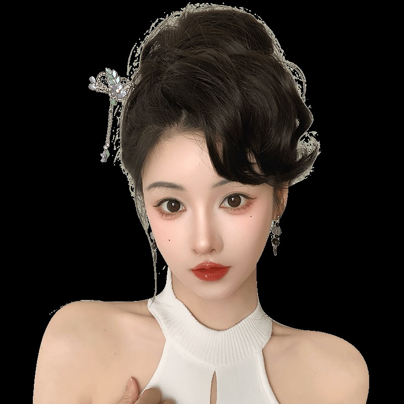 复古卷刘海假发夹子款斜刘海片优雅高贵国风补发片演出假刘海片发