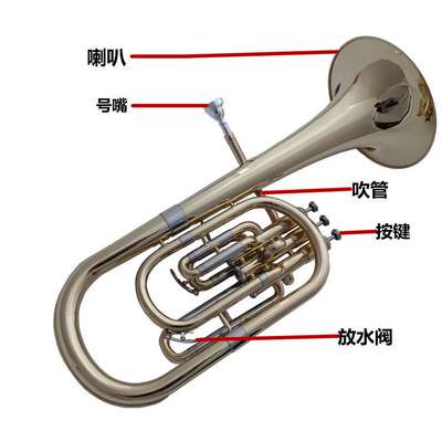 厂家销售宫泽风三立键中音号乐器磷铜吹管降E调初学乐队大号省力