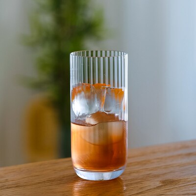 INF03 CRISON柯瑞森北欧风条纹长饮鸡尾酒杯子 锤纹水晶玻璃水杯