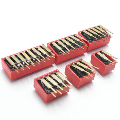 拨码开关弯脚 2.54MM脚距DIP编码开关红色 DA 2-8P 2/3/4/5/6/8位