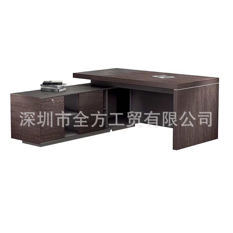 深圳商业办公家具加厚板式大班台老板桌主管办公桌带柜子QF-OD026