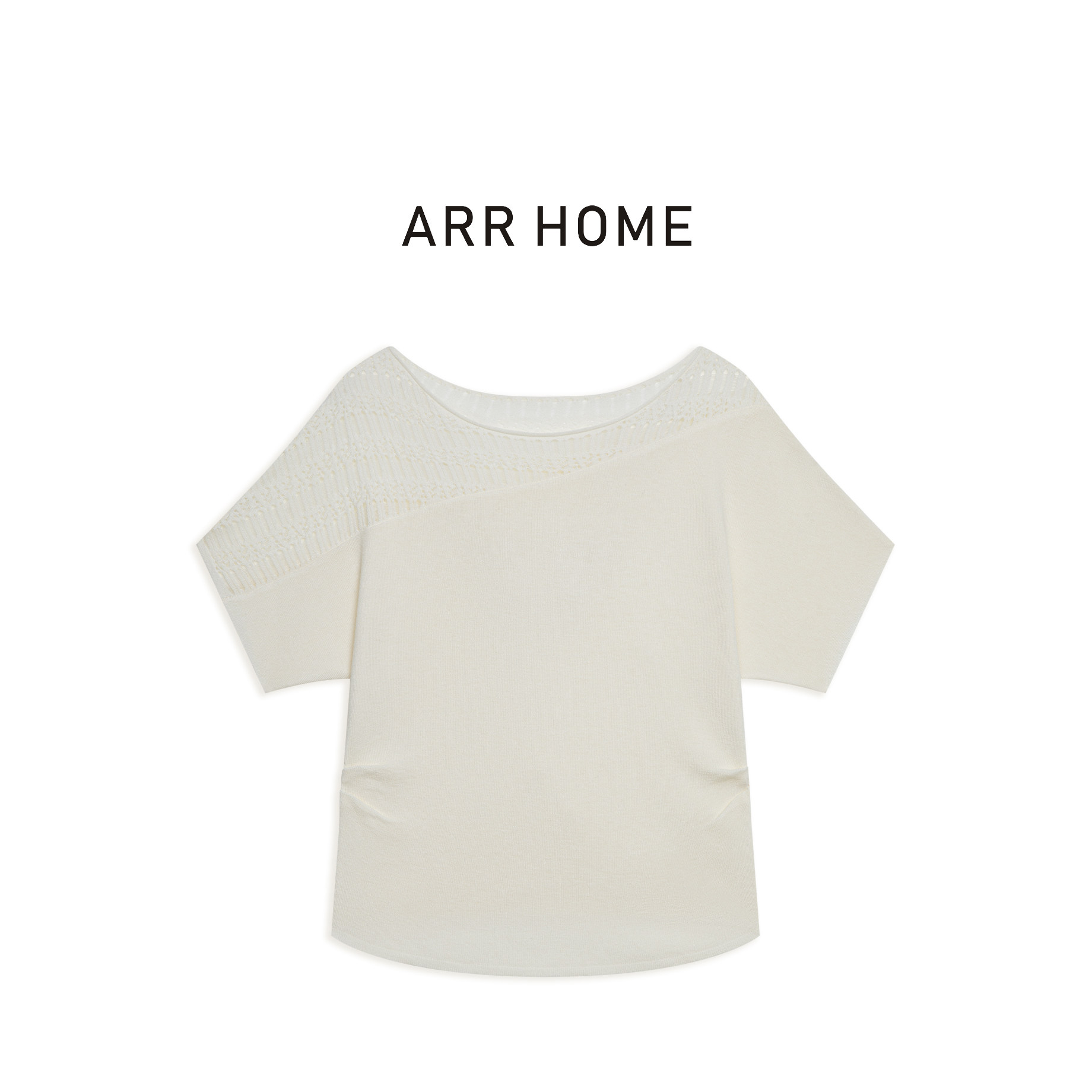 ARR HOME【机理露肩】法式一字领镂空针织上衣宽松蝙蝠袖气质小衫