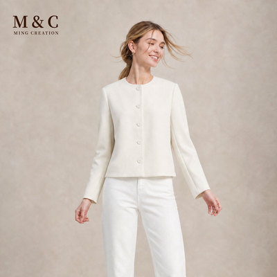 Ming&Creation【静奢风】圆领西服外套女简约大气不挑年龄显气质
