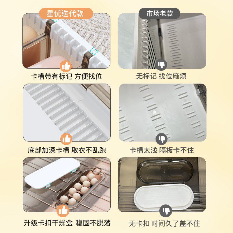 蓝速衣物收纳筐家用可折叠式透明整理箱衣柜分层神器文化创意餐具