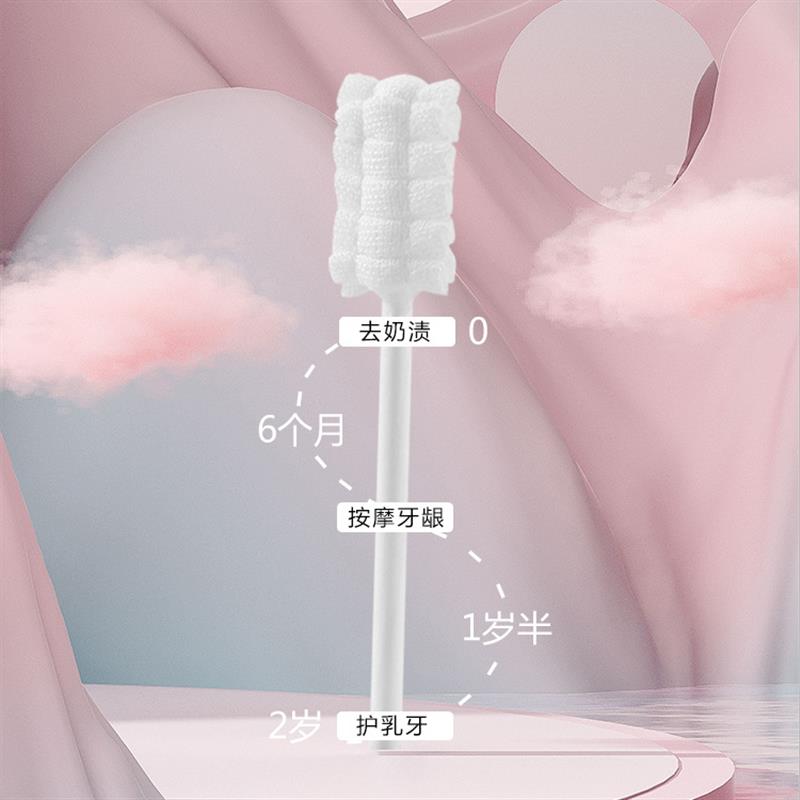 婴儿口腔清洁器新生儿0-1岁半乳牙刷洗舌苔神器宝宝纱布清洁棉棒