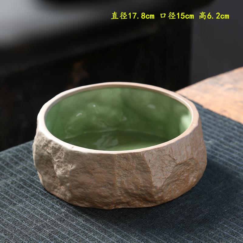 陶瓷大号茶洗仿石头茶渣缸家用洗茶杯盆器皿茶具配件小号水盂笔洗