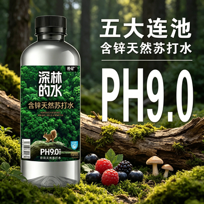 深林的水纯正好水源弱碱值PH9.0±0.5天然苏打水400ml/瓶清冽甘甜