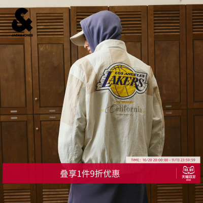 【NBA联名湖人队】杰克琼斯秋季男夹克宽松立领撞色外套226321043