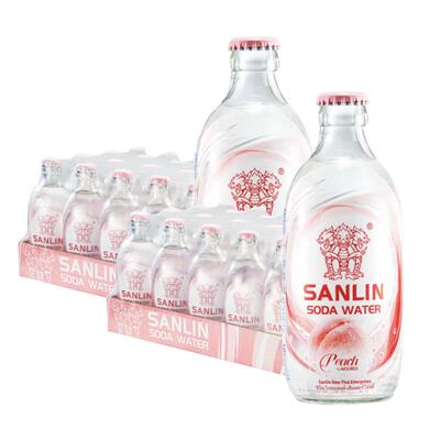 SANLIN三麟苏打水无糖气泡水白桃味335ml*24瓶*2箱整0糖0卡0脂肪