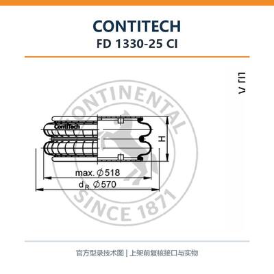 CONTITECH气囊 康迪泰克空气弹簧 FD 1330-25 CI 工业震隔振器