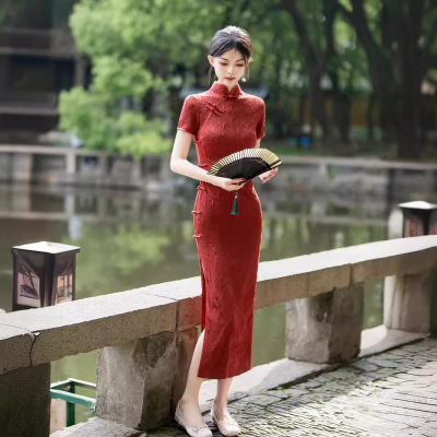 2026新款6027红色旗袍春夏新娘敬酒服订婚礼服新中式改良款连