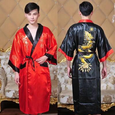 两面穿重工绣大龙双面穿Bathrobe刺绣男女唐装宽松酒店pyjamas