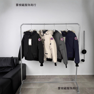 莆田纯原大鹅羽绒服短款男女01飞行员情侣夹克工装派克大毛领外套