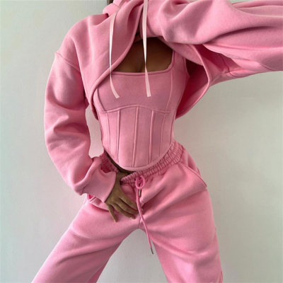 欧美连帽卫衣长裤运动服时尚套装女 hoodie pants tracksuit set